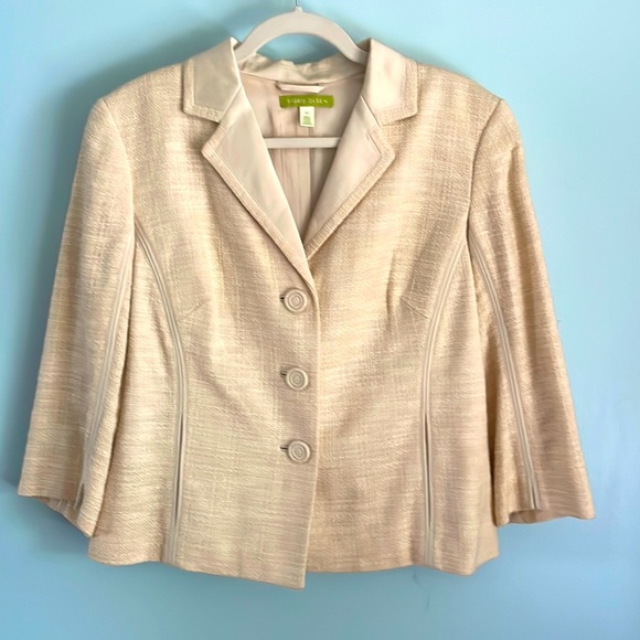 Sigrid Olsen | Jackets & Coats | Cream Tweed Jacket With Satin Detail ...